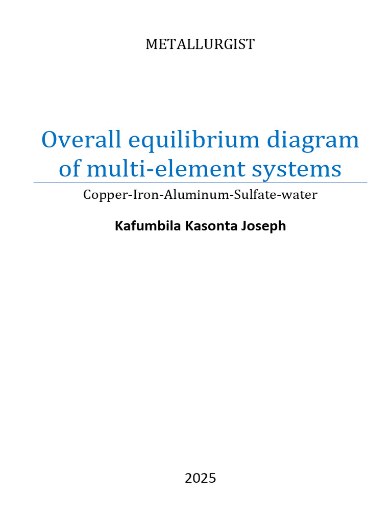Overall Equilibrium Diagram of Multi-Element Systems: Cu-Fe-Al-Sulfate-Water | PDF | Chemical ...