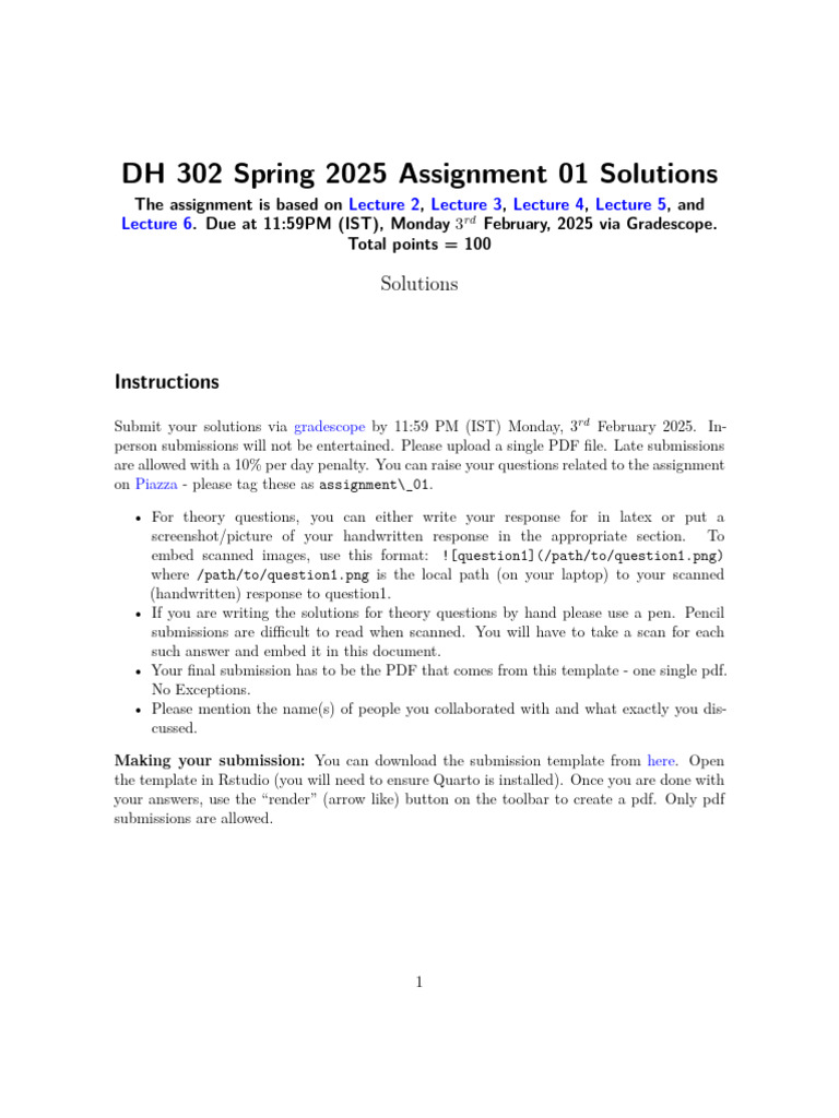 DH302 Spring2025 Assignment01-Solution | PDF | Poisson Distribution | Teaching Mathematics