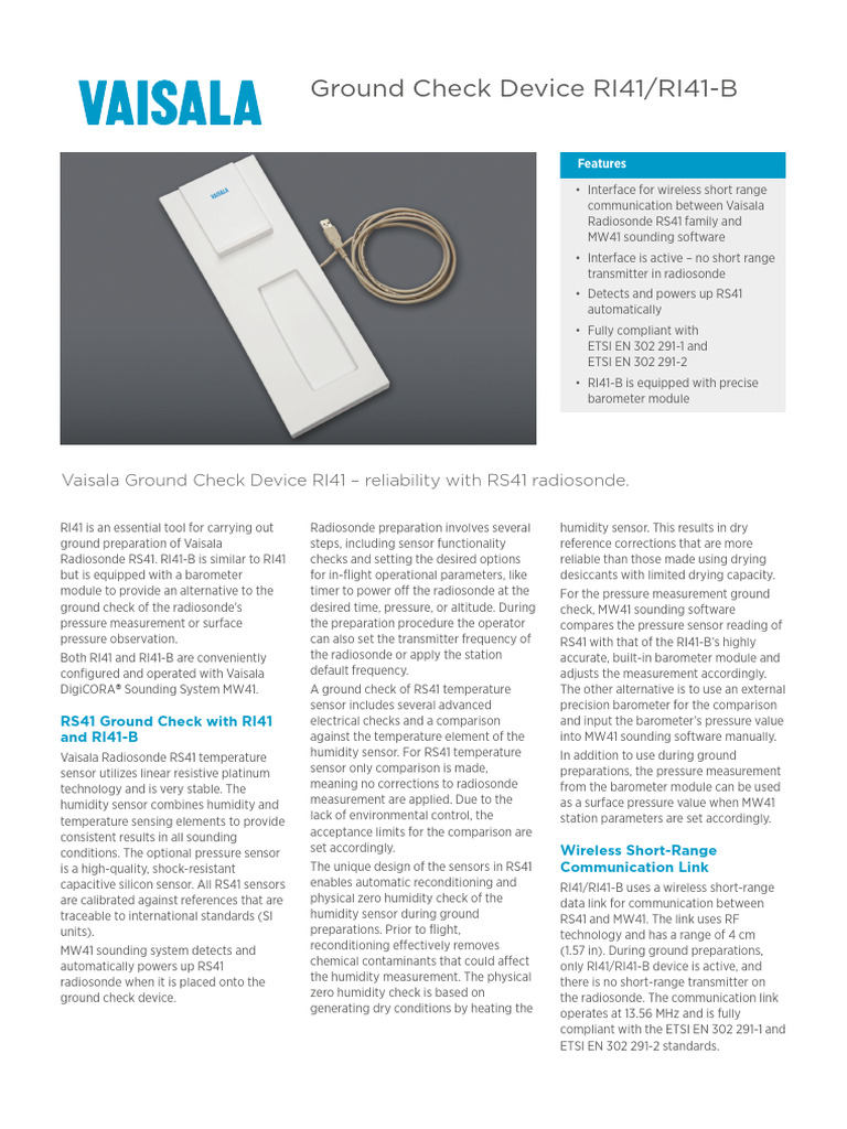 Ground Check Device RI41 Overview | PDF | Sensor | Pressure Measurement