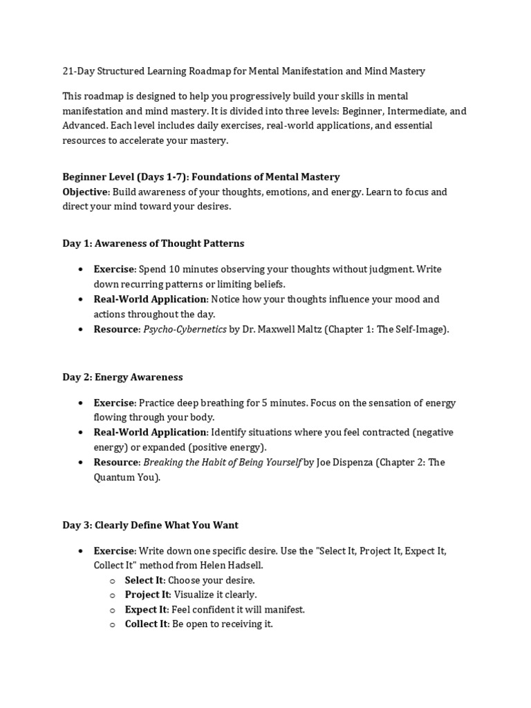 AA-Roadmap For Mental Manifestation and Mind Mastery | PDF | Mind | Thought