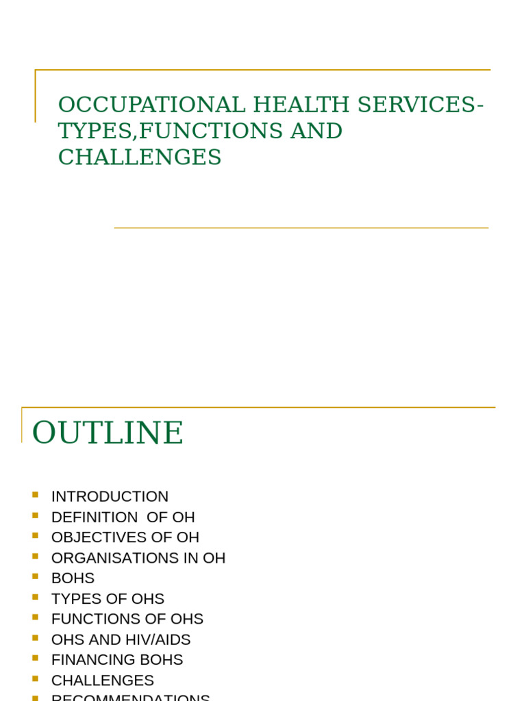 Occupational Health Services Overview | PDF | Occupational Safety And ...