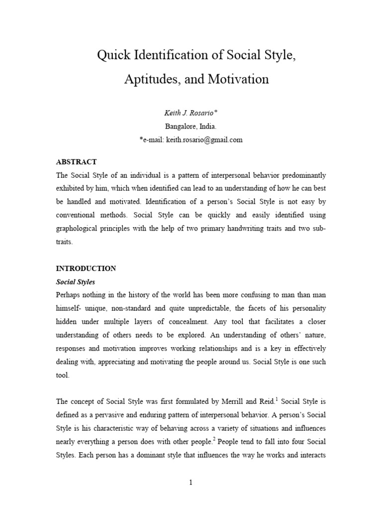Identify Social Styles via Handwriting | PDF | Extraversion And ...