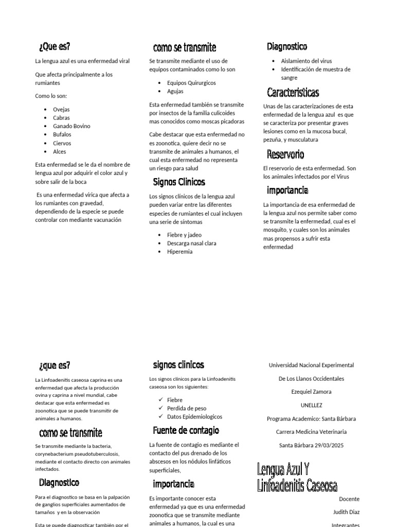 La lengua azul y linfoadenitis caseosa JUDITH | PDF | Infección ...