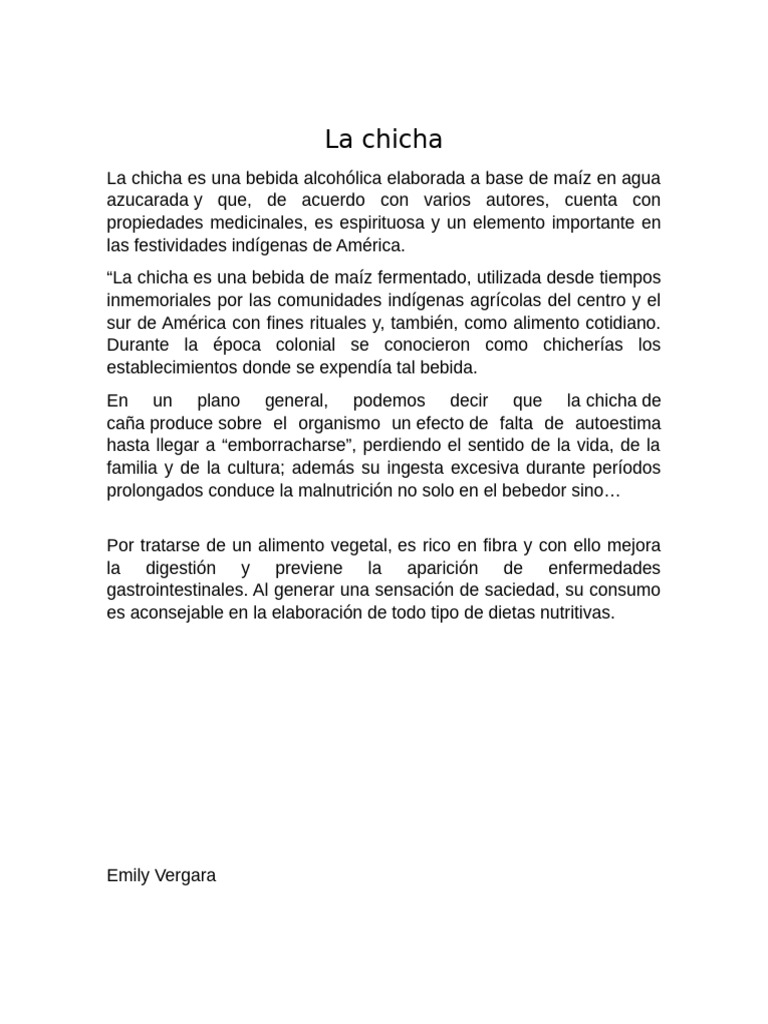 Beneficios y cultura de la chicha | PDF