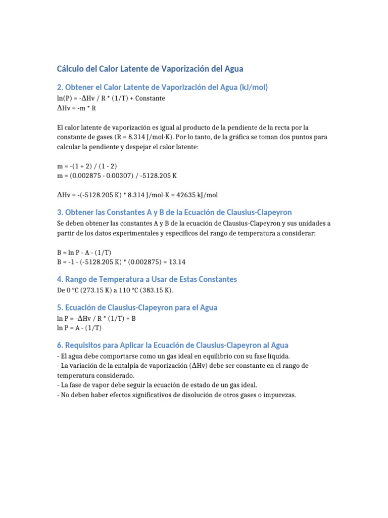 Calor Latente Vaporizacion | PDF
