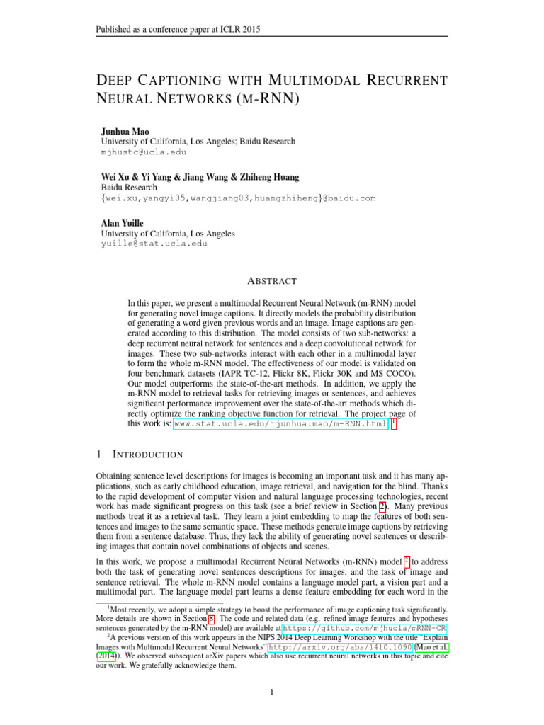 Deep Captioning With MRNN | PDF | Learning | Artificial Intelligence
