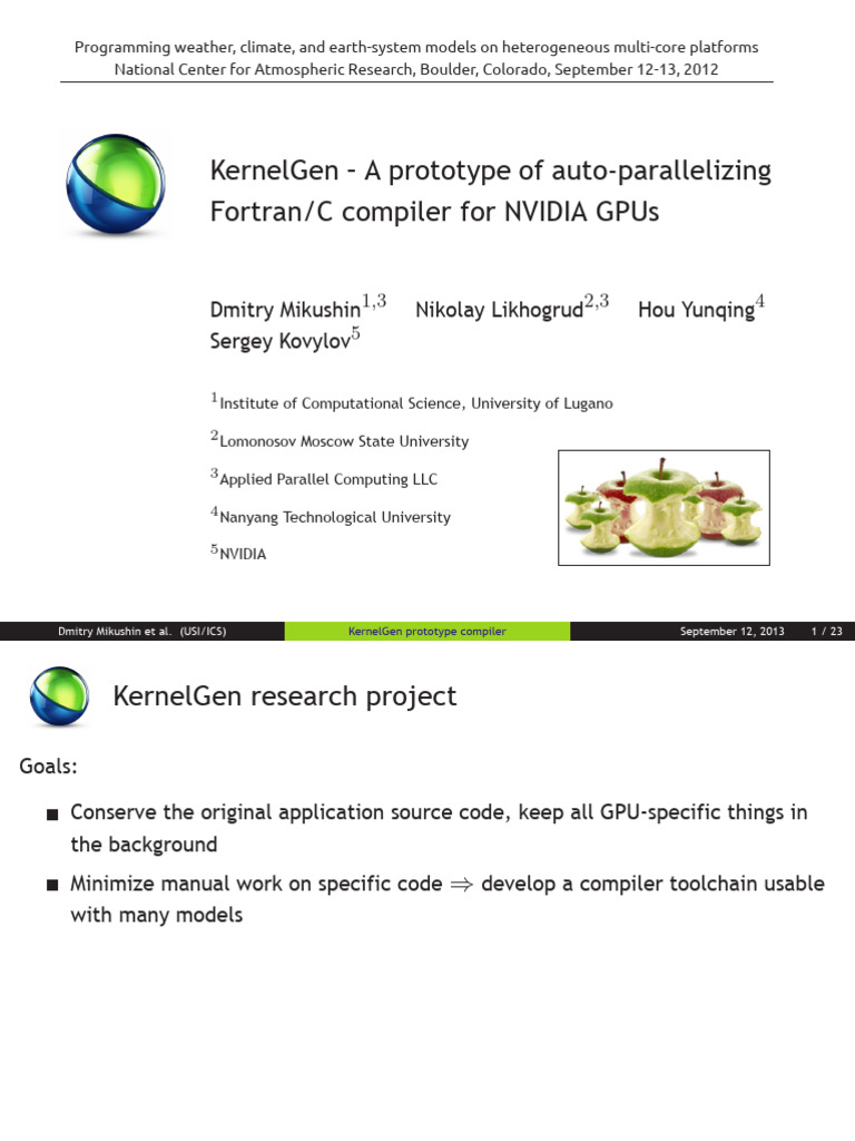 Kernelgen Ncar 2012 Slides | PDF | C (Programming Language) | Computing