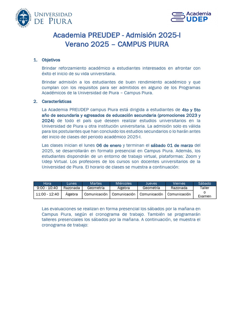 Academia Pre Udep Verano 2019 | PDF