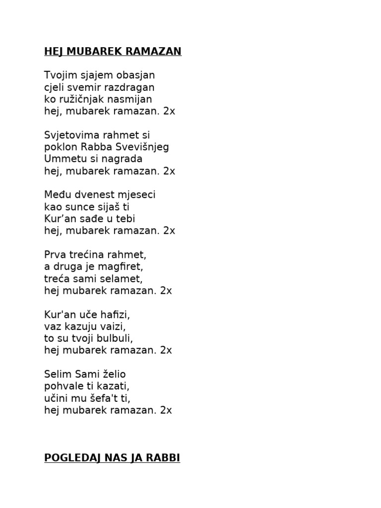 KONCERT RAMAZAN TEKSTOVI | PDF