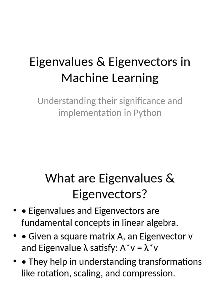 Eigenvalues Eigenvectors ML | PDF