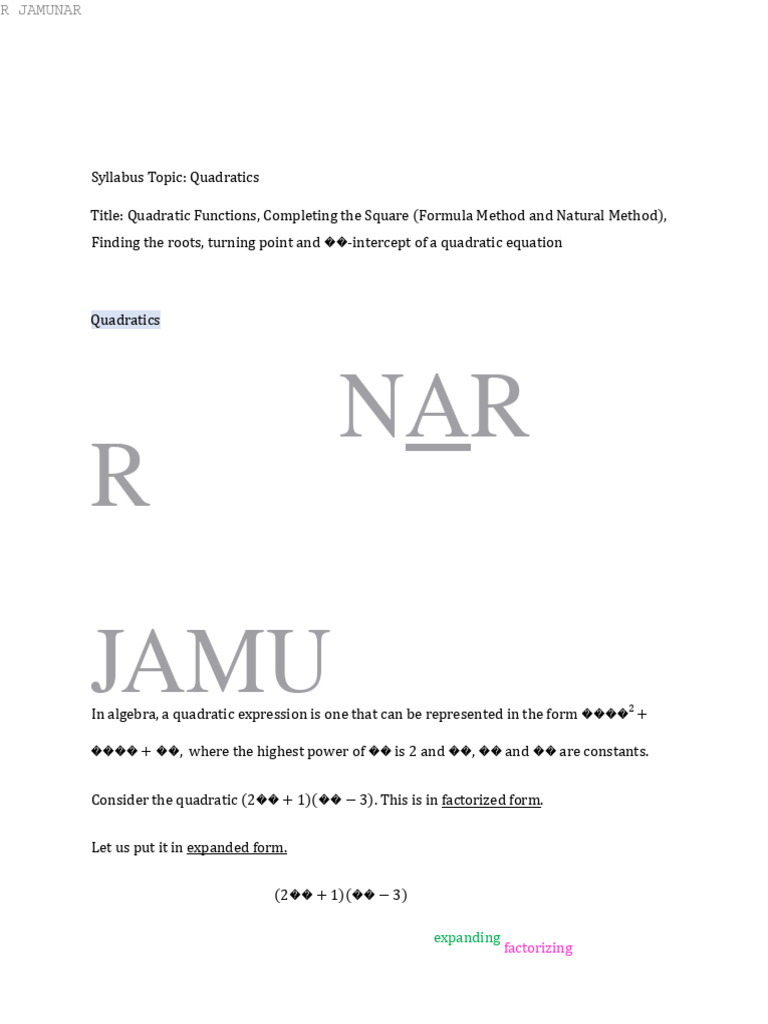 Quadratics - Completing the Square | PDF | Quadratic Equation | Equations
