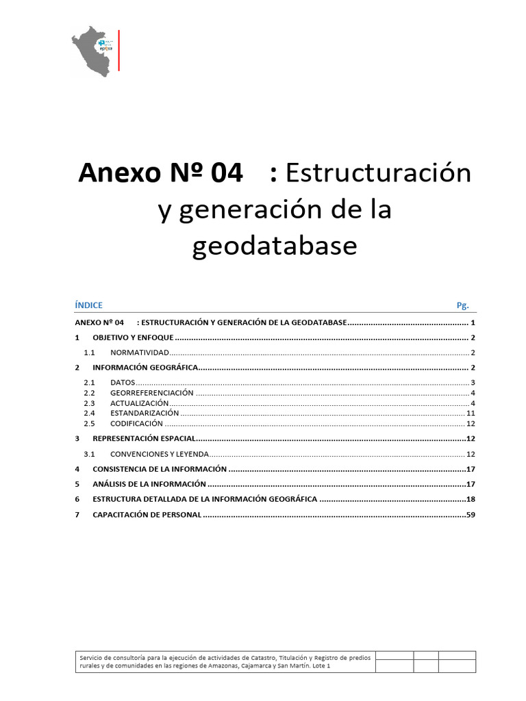 04 Anexo N°04 Estructuración y Generación de Geodatabase - Cajamarca | PDF | Sistema de ...