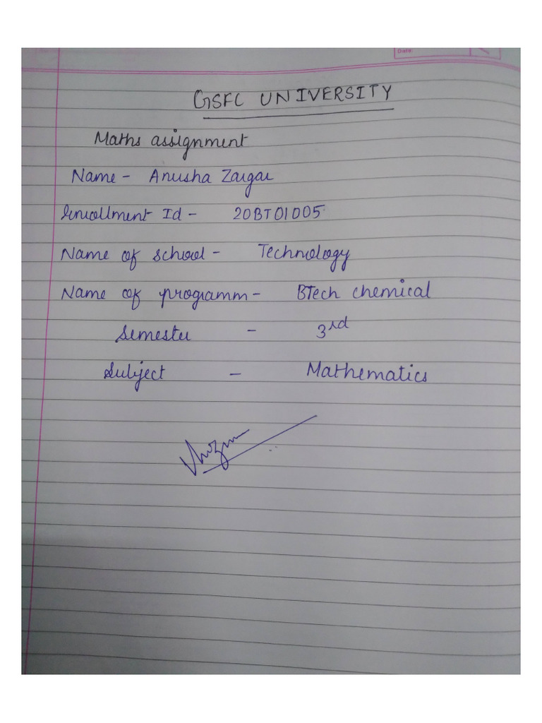 20BT01005 - Assignment Questions | PDF