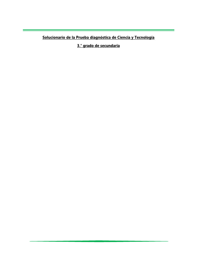 Solucionario Prueba Diagnóstica 3ro Secundaria | PDF