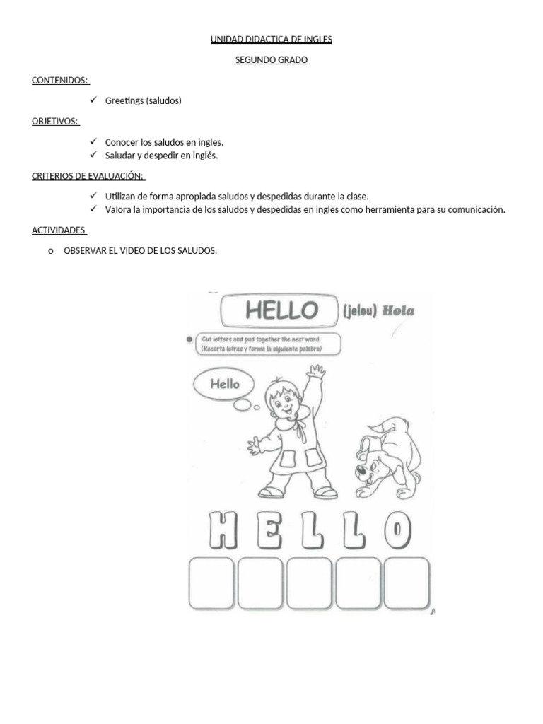 1° UD INGL. 1° Y 2° | PDF