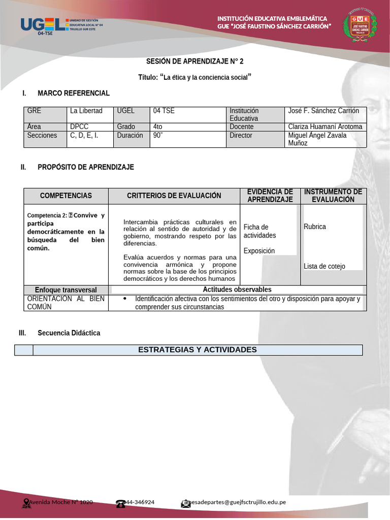 DPCC, SESIÓN 2, EDA 6 DPCC 4toOK (2) (1) (3)LA ETICA Y LA CONCIENCIA SOCIAL | PDF | Aprendizaje ...