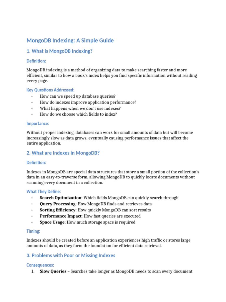 Mongodb Indexing Simplified Pdf Database Index Mongo Db