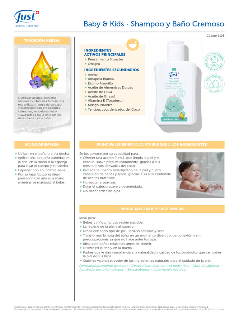 Shampoo Natural para Bebés y Niños | PDF | Champú | Petróleo