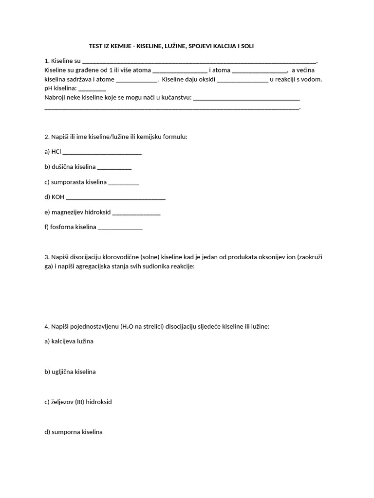 1. Kiseline, lužine, Ca, soli 1 | PDF