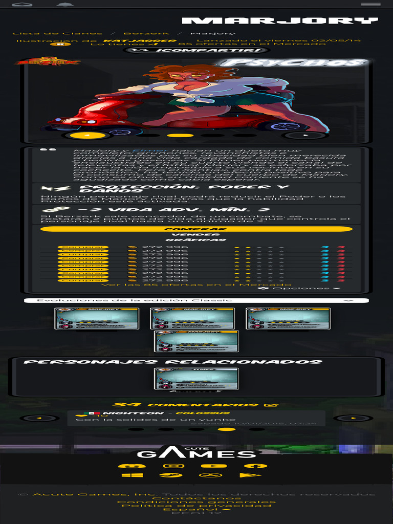 Marjory: Personaje Berzerk en Urban Rivals | PDF | Juego de azar | Videojuegos