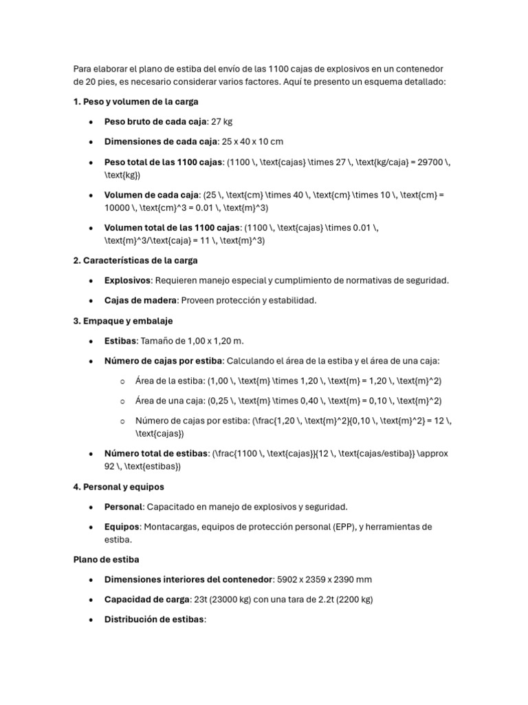 Plano de estiba para carga peligrosa | PDF | Transporte | Industria pesada