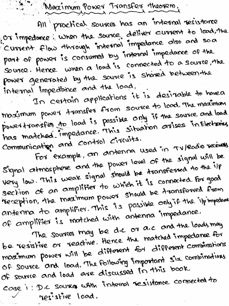 Maximum Power transfer theorem | PDF