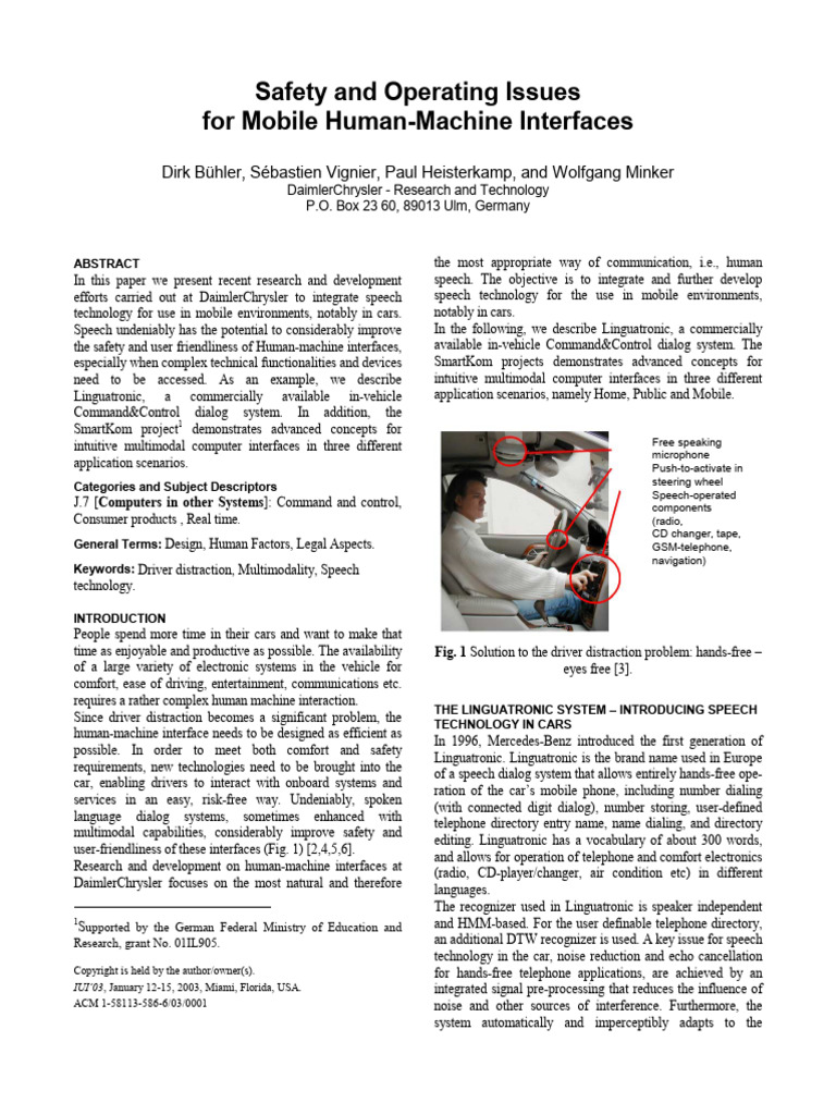 Safety and Operating Issues For Mobile Human Machine Interfaces | PDF ...