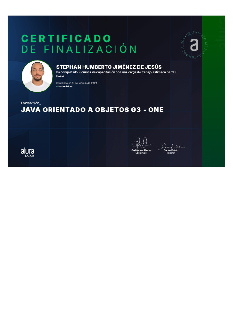 Stephan Humberto Jiménez de Jesús - Formación Java Orientado A Objetos G3 | PDF