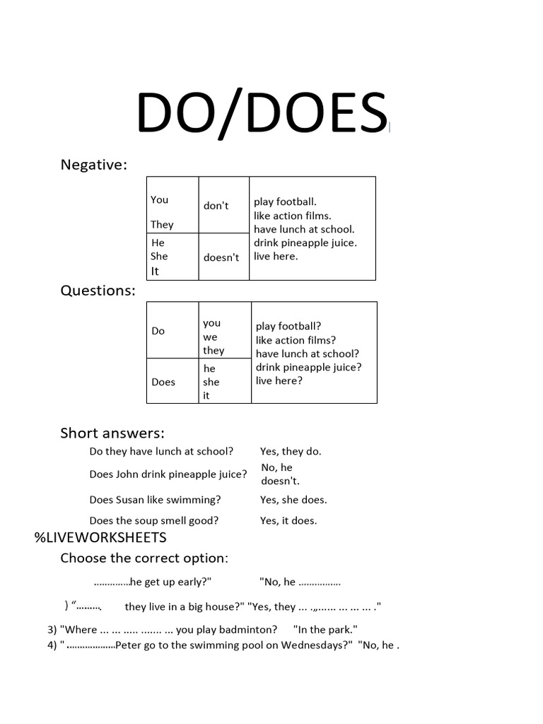Do Does | PDF
