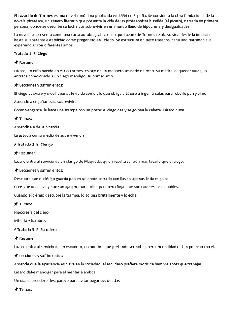 Análisis de "El Lazarillo de Tormes" | PDF