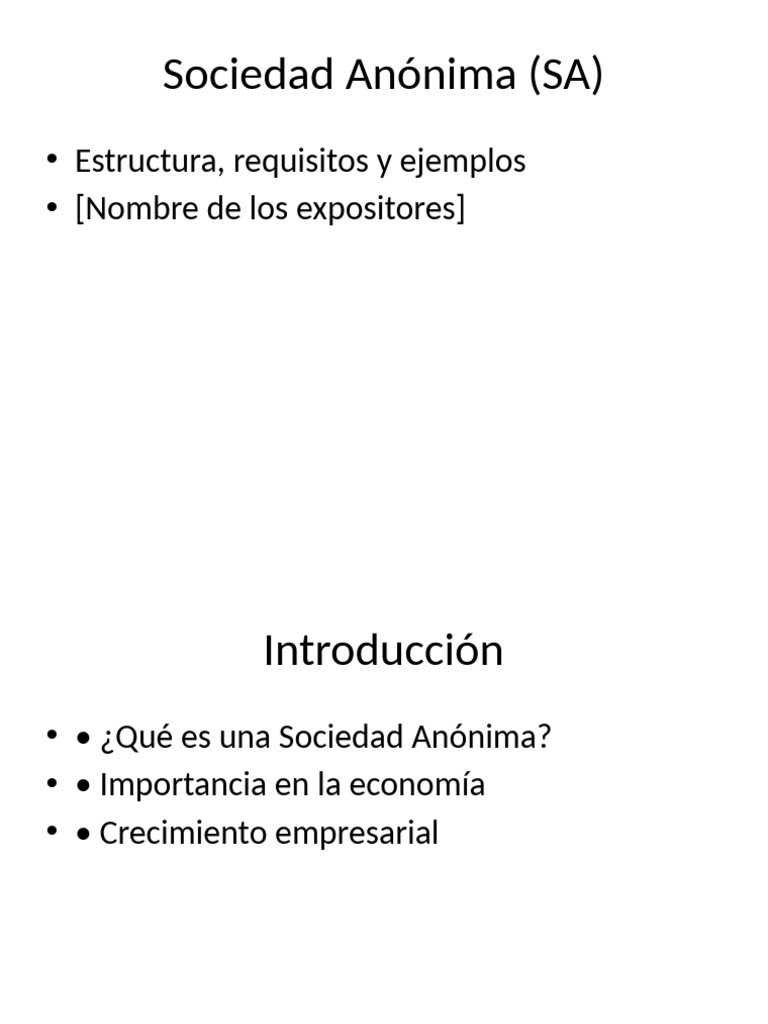Sociedad Anonima Presentacion | PDF