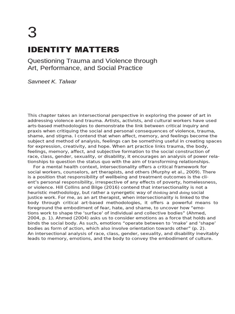 IDENTITY MATTERS. Questioning Trauma and Violence Through Art ...