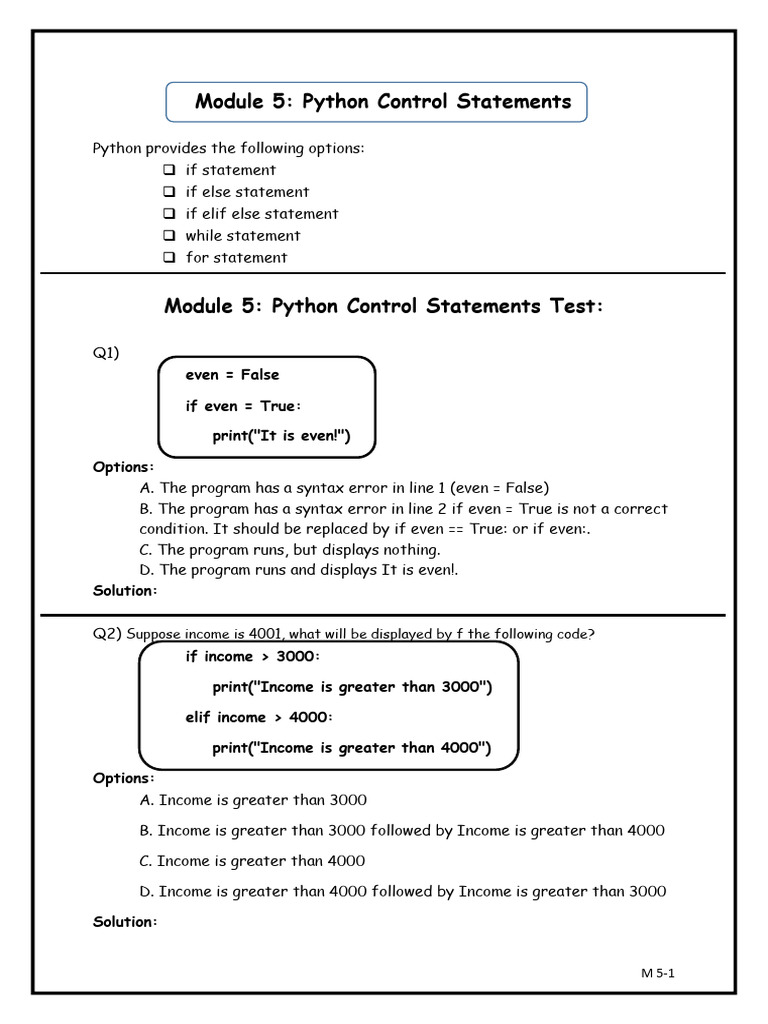Module 5 Python Control Statements Pdf Python Programming Language 7641