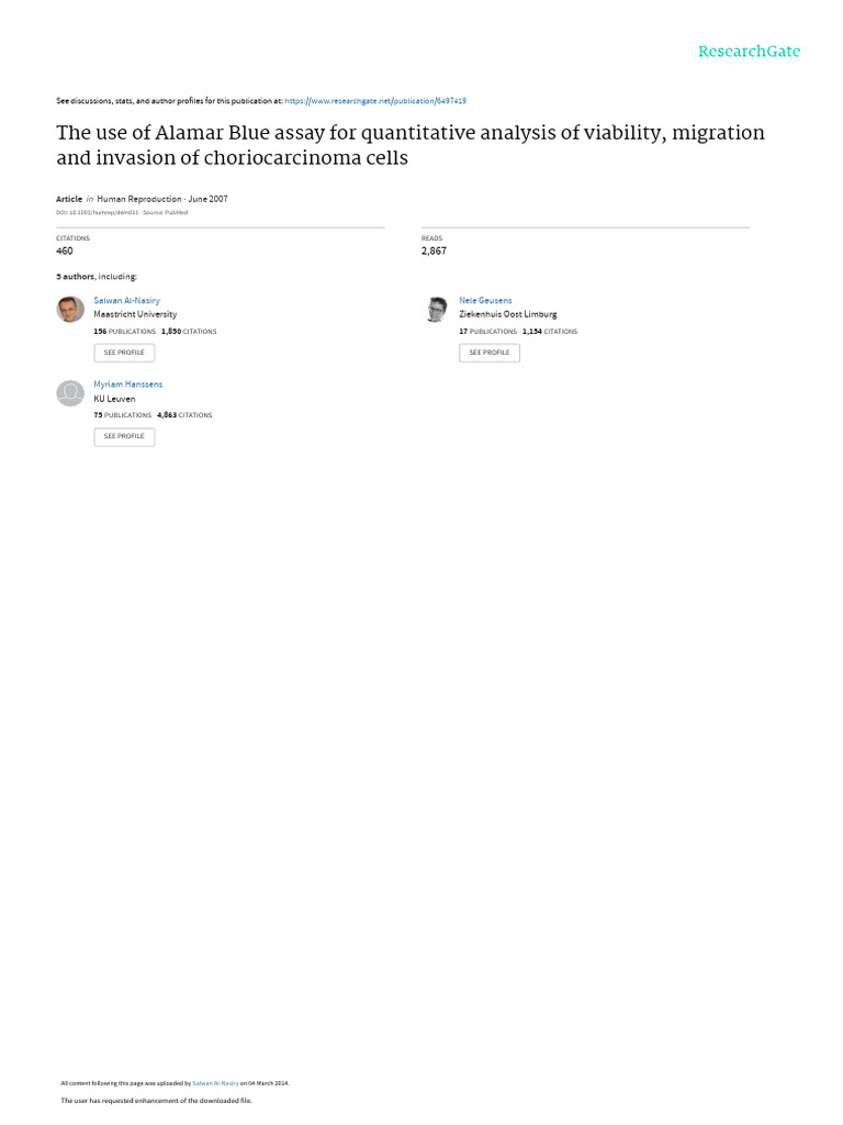 The_use_of_Alamar_Blue_assay_for_quantitative_anal | PDF | Cell Biology ...