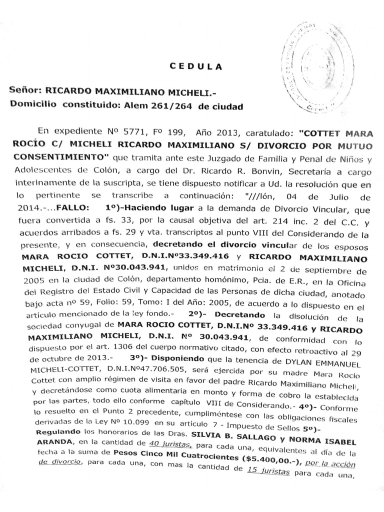 Acta de Divorcio | PDF