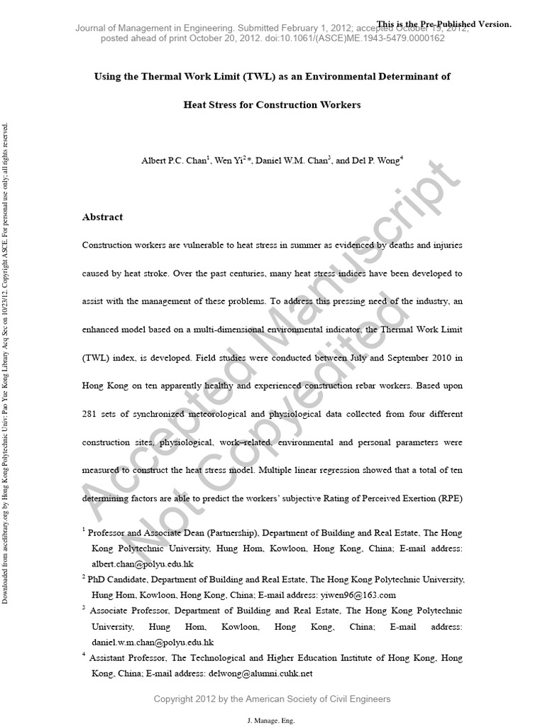 Using_the_Thermal_Work_Limit_as_an_Envir | PDF | Experiment