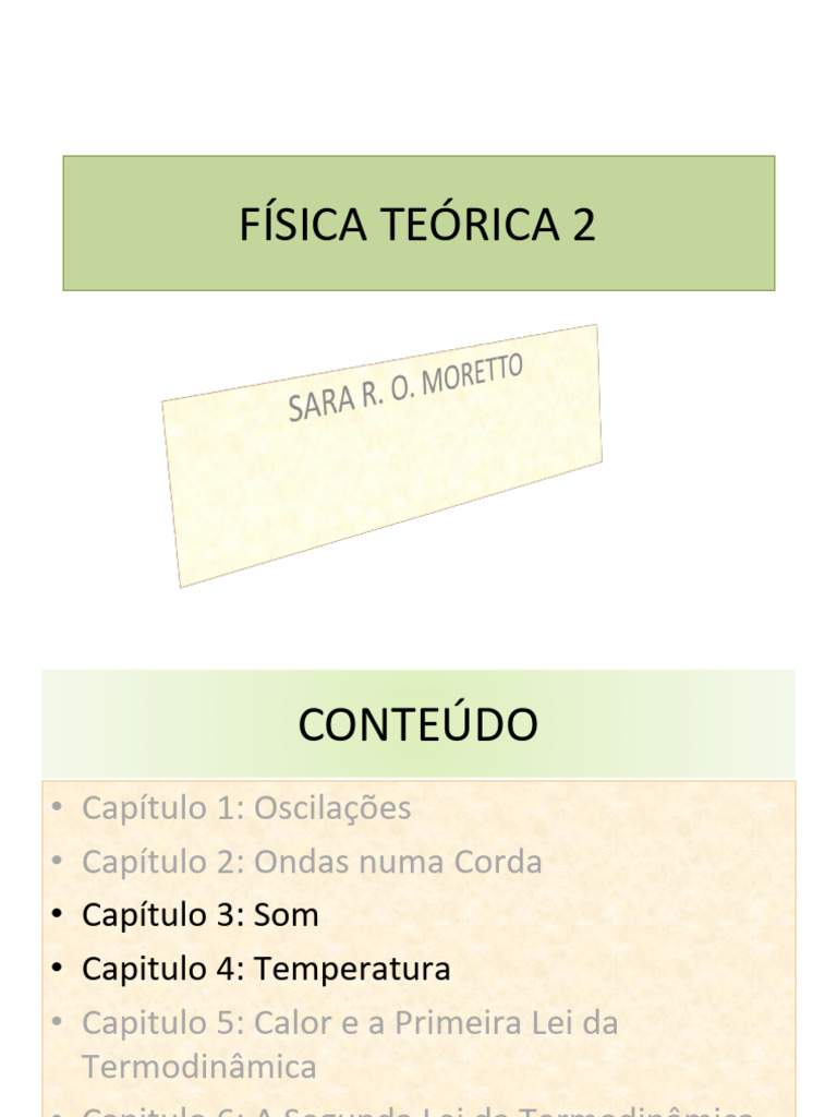 Física Teórica 2 Cap3 Cap4 | PDF | Temperatura | Som