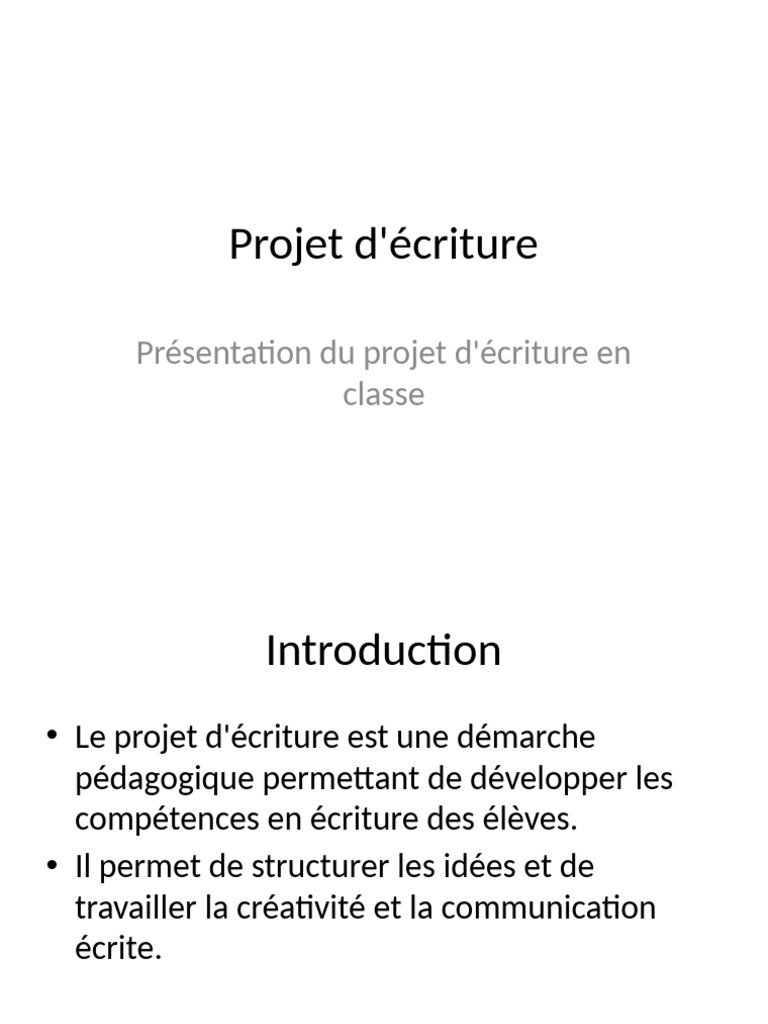 Projet d Ecriture | PDF