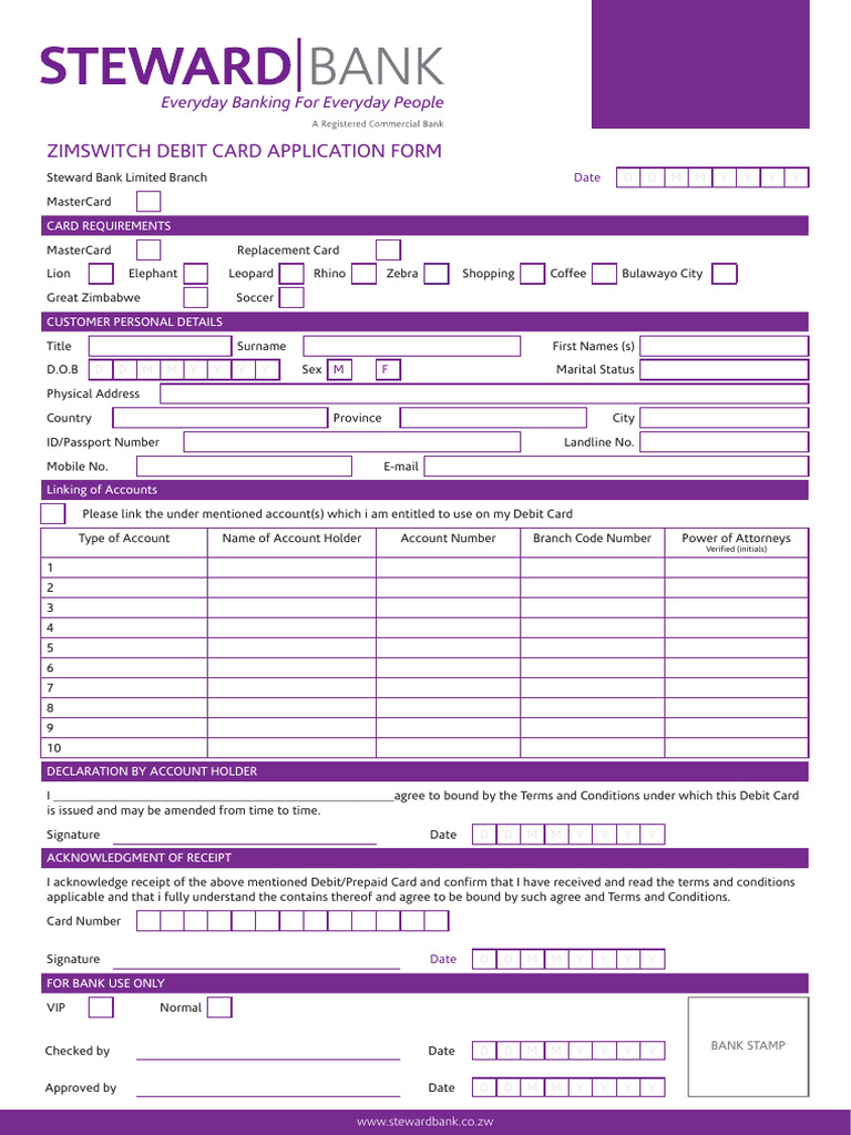 Debit Card Application Form | PDF | Banks | Debit Card