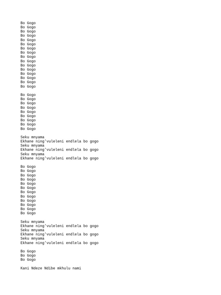 Bo Gogo Song Lyrics and Themes | PDF