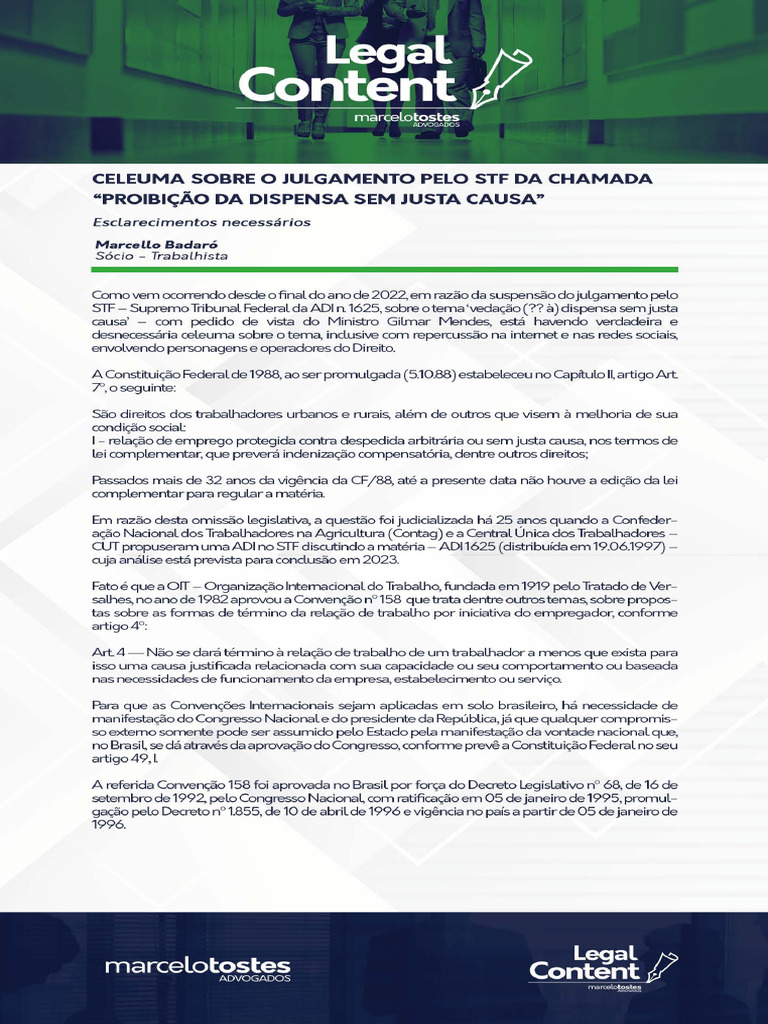 ARTIGO Marcello Badaro Celeuma Sobre o Julgamento Pelo Stf Da Chamada ...