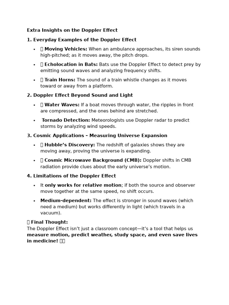 Extra Insights On The Doppler Effect | PDF
