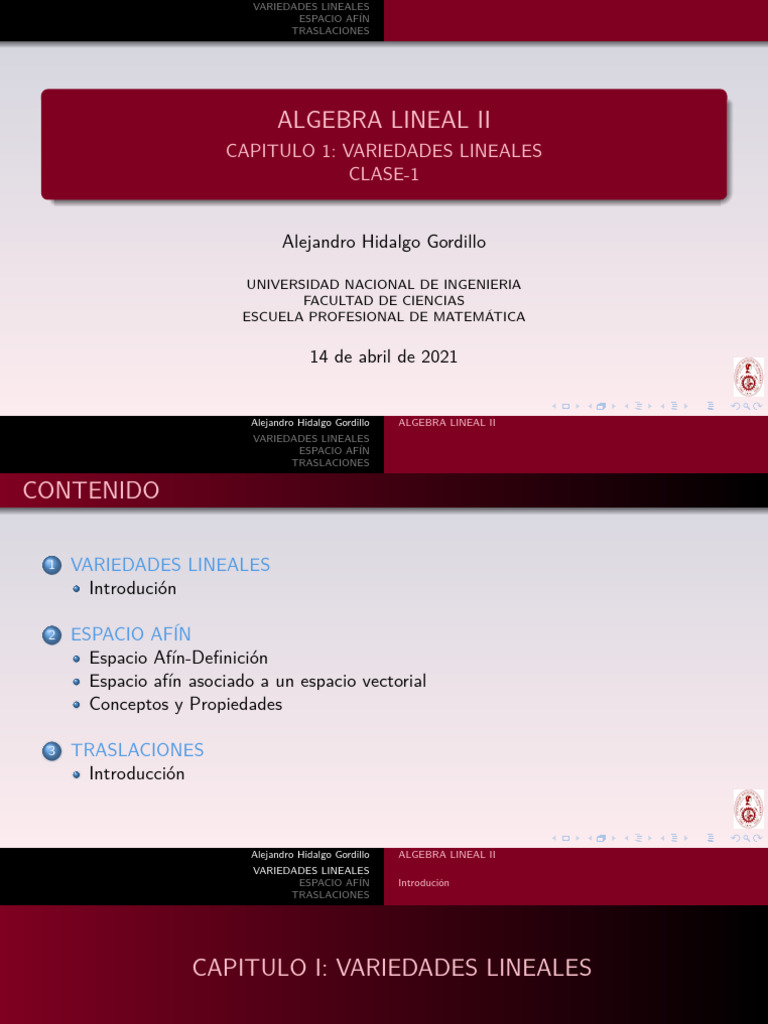 Clase 1 - CM2B1 Algebra Lineal II | PDF | Espacio vectorial | Vector Euclidiano