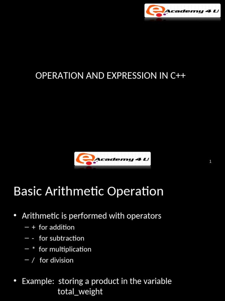 L11-Operation and Expression in C++ Current 6 | PDF | Division ...