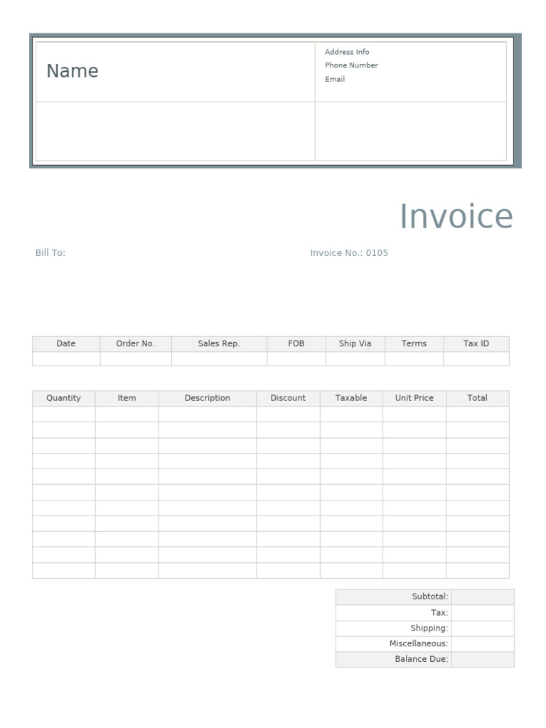 TPA30 - Blank Invoice | PDF