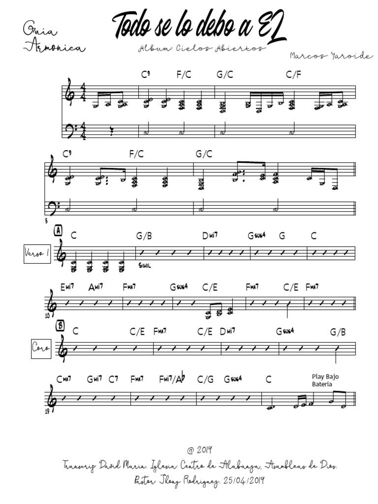 Letra y acordes: Todo se lo debo a Él | PDF
