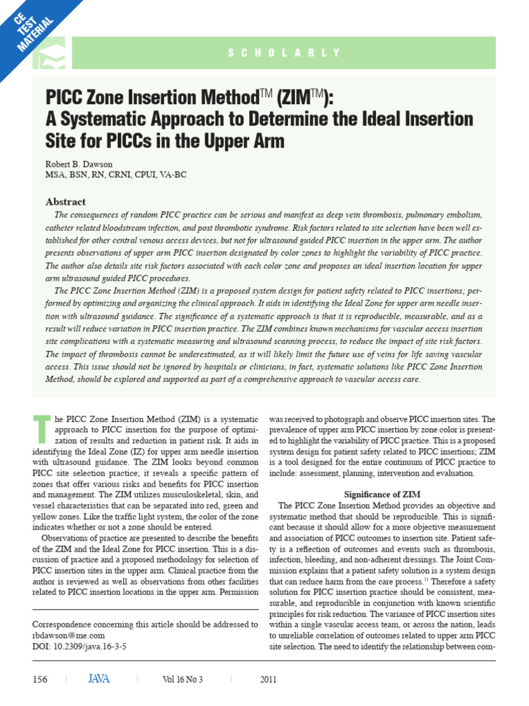 Dawson Zim Published Manuscript | PDF | Thrombosis | Elbow
