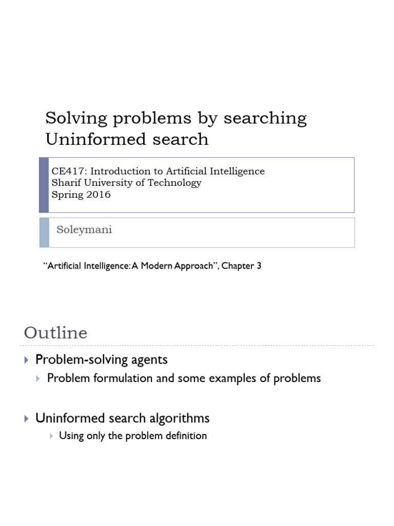 Problem Solving by Search & Uninformed Search Algorithms | PDF | Theoretical Computer Science ...