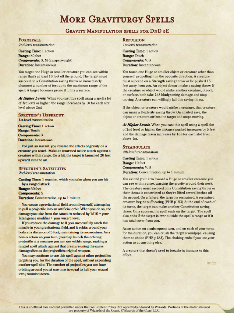 Graviturgy Spells | PDF