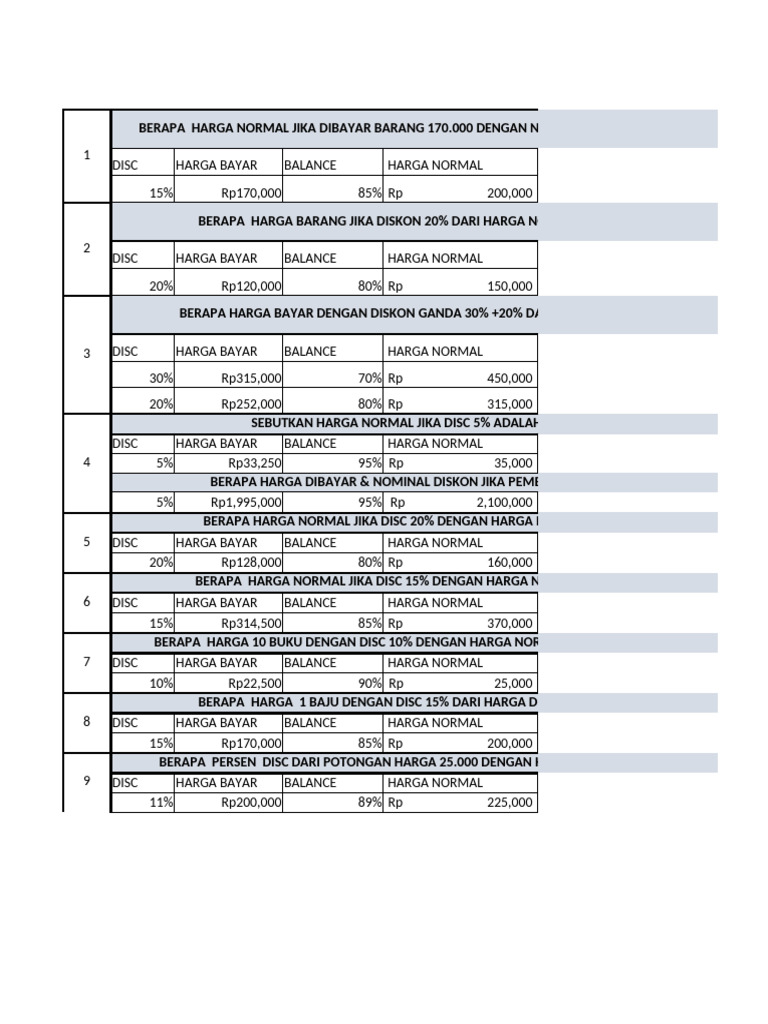 Cara Hitung Diskon | PDF